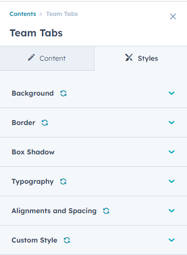 Team Tabs