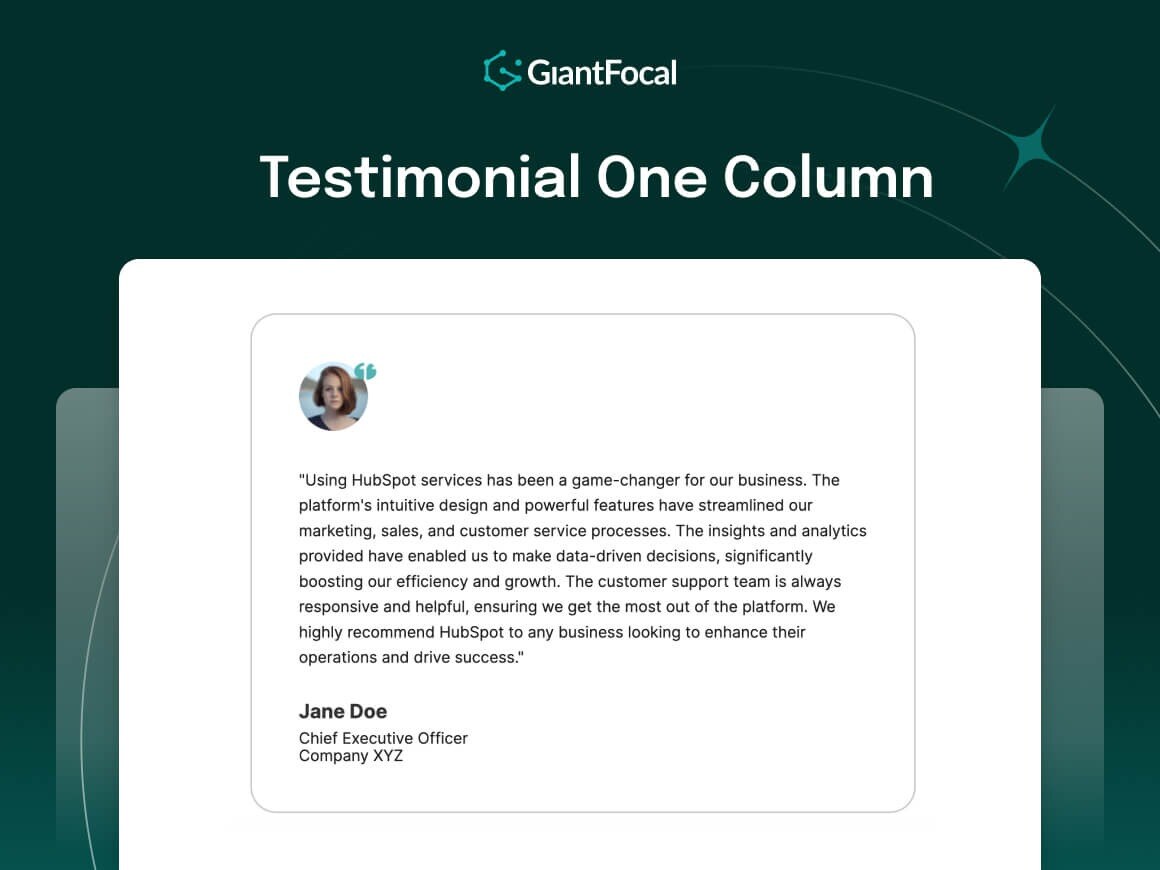 Testimonial One Column Module by GiantFocal